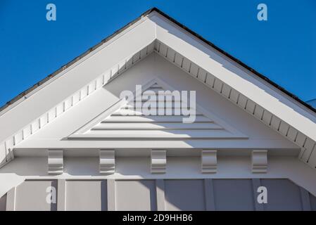 Various roof gable with horizontal vinyl fish with blue neutral ...