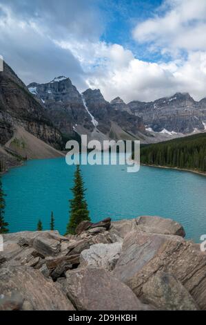Vertical shot of Moraine Lake in Banff National Park, Canada Stock ...