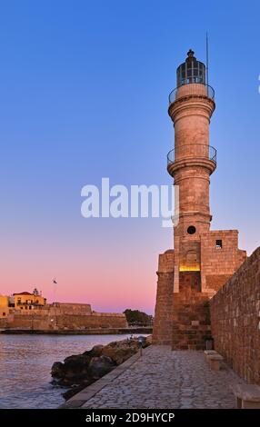 A vertical shot of a lighthouse against the blue sky, Cross Bay ...
