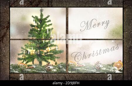 MERRY CHRISTMAS text written on blue zig-zag stamp sign Stock Photo - Alamy