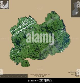 Southern Savonia, region of Finland. High resolution satellite map ...