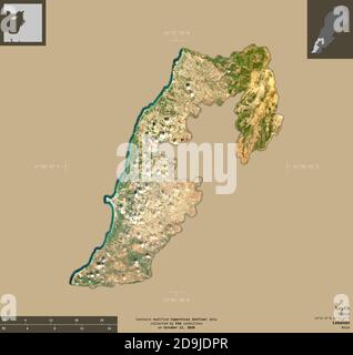 South, governorate of Lebanon. High resolution satellite map. Locations ...