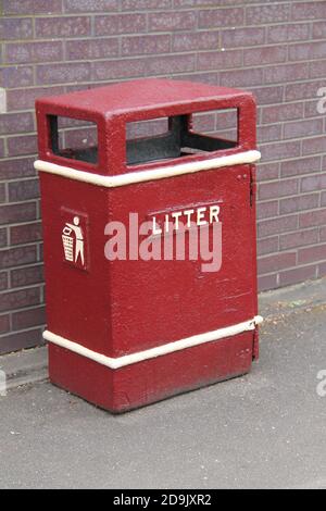 Red metal bin Stock Photo - Alamy