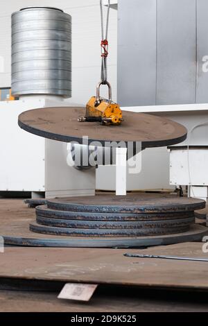 Vertical shot of lifting equipment in a factory Stock Photo - Alamy