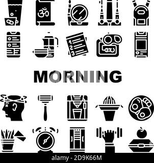 Morning Routine Glyph 5 Icon Pack Including beauty. service. breakfast ...