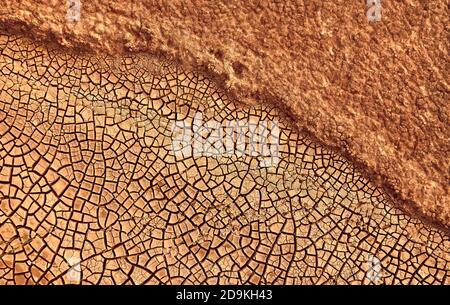 Desert. Aerial view of a beautiful cracks in the ground. texture, deep ...