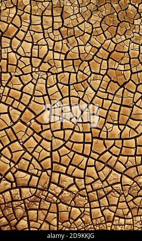 Desert. Aerial view of a beautiful cracks in the ground. texture, deep ...