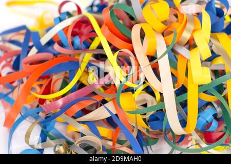 plastic multicolored coiled streamers, close view Stock Photo - Alamy