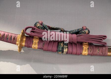 Special decoration of a Tachi sword from early Edo period display in ...