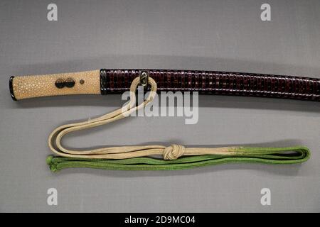 A closed up view of an exquisite decorated sword from end of Edo Period ...