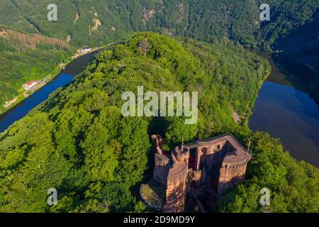 Montclair Castle above the Saarschleife, Saar Valley, Mettlach ...