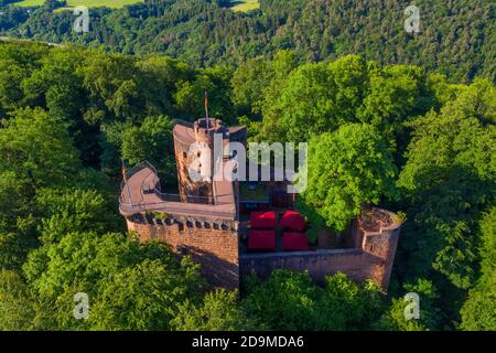Montclair castle ruins above the Saarschleife near Mettlach, Saartal ...