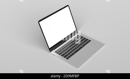 3D rendering of blank screen desktop computer isolated on a black ...