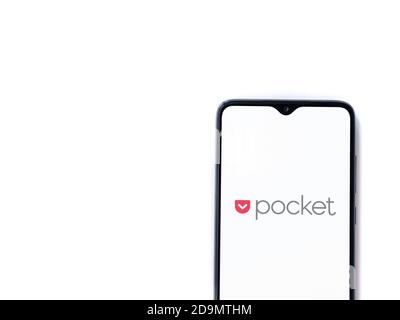 Lod, Israel - July 8, 2020: Pocket app launch screen with logo on the ...