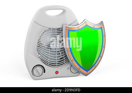 Fan heater with shield. 3D rendering isolated on white background Stock ...
