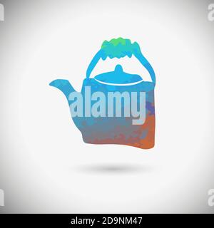 Kitchenware. The teapot is multicolored. Vector illustration. logo ...
