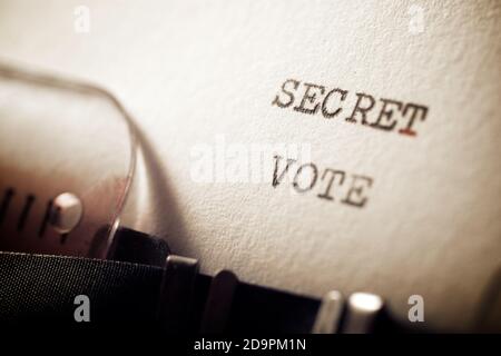 Secret vote written with a typewriter Stock Photo - Alamy