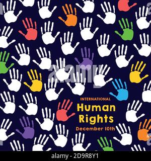 human rights campaign lettering with hands print colors vector ...