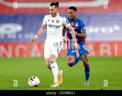:L-R Crystal Palace's Nathaniel Clyne and Jack Harrison of Leeds United ...