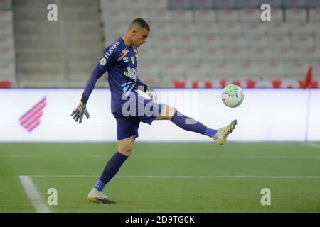 Curitiba, Brazil. 07th Nov, 2020. Bergson has a goal canceled during ...