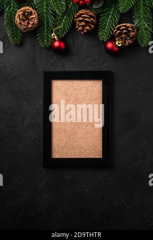 Christmas decorations with mock up greetings card and gift on white ...