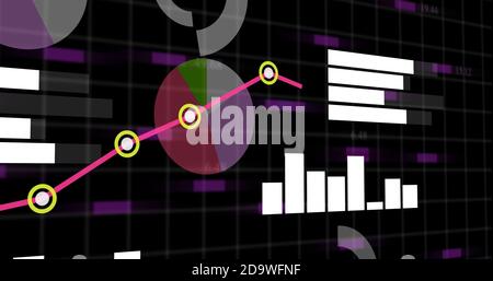 Financial business diagram. 4k bar graph and graph chart. 3d line graph ...