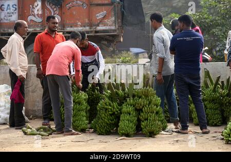 Guwahati, Assam, India. 6th Nov, 2020. Villagers wait for customers to ...