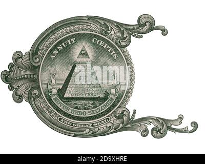 Great seal - US one dollar bill closeup macro, 1 usd banknote Stock ...