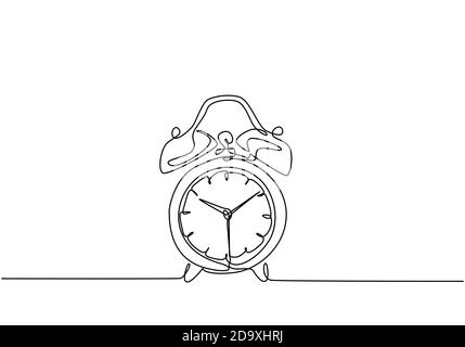 Continuous one line drawing. Clock with arrows icon on white background ...