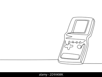 Retro tetris game continuous line drawing. Vintage game drawn by one ...