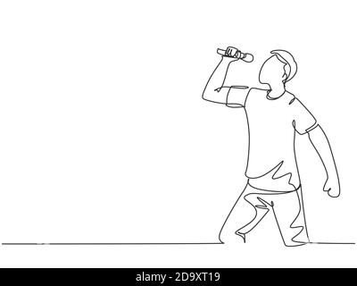 Sketch of Rocker Singing on Concert black and white illustration hand ...