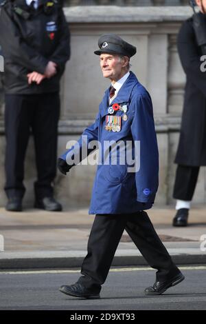 D-Day veteran John Aitchison, 96, during the Remembrance Sunday service ...