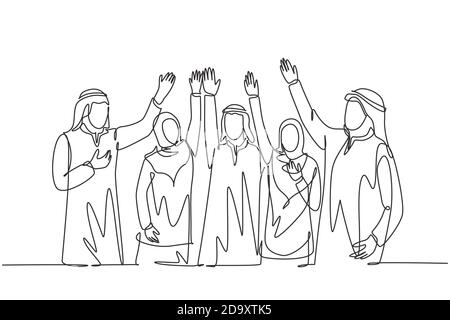Continuous teamwork and people raising hands, solidarity idea logo ...