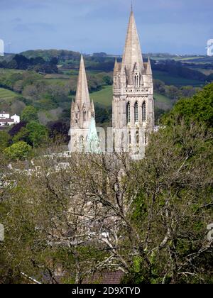truro cornwall truro cathedral with three spires high cross city of ...
