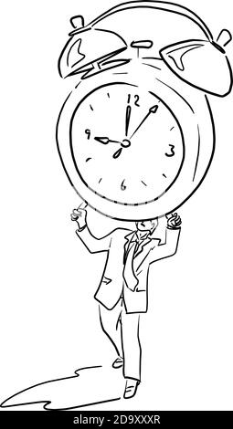Business man holding clock on his hand. Time management concept. Vector ...