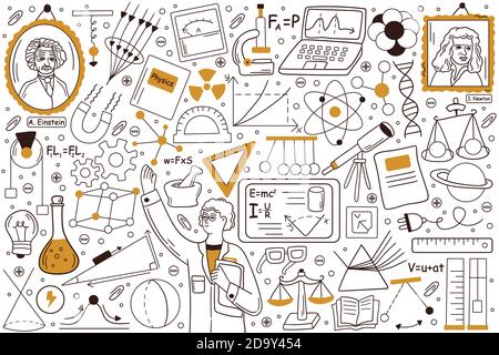 Physics doodle set Stock Vector Image & Art - Alamy