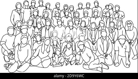 Group Of Sketch People Talking Standing Together Doodle Men And Women ...