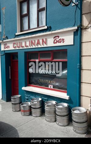 Beer kegs outside of a closed traditional Irish pub in rural county ...