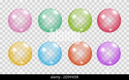 Flying transparent soap bubbles on a colored background Stock Vector ...