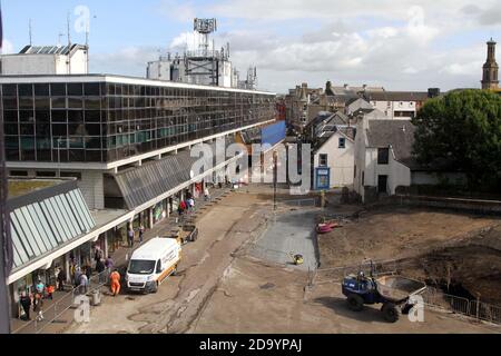 Irvine , Ayrshire, Scotland, UK. View of refurbishment of Bridgegate ...