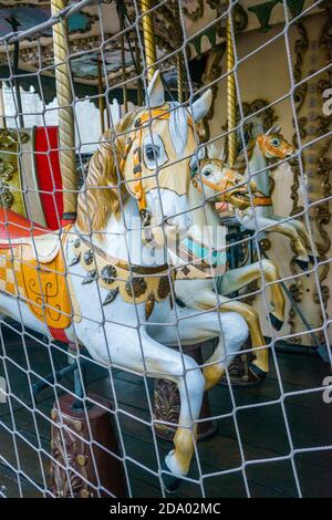 Merry go round carousel closed during night Stock Photo - Alamy