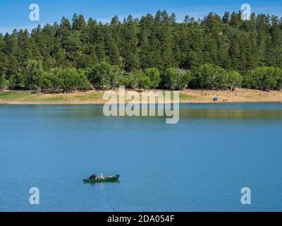 Canoe in the water, Jackson Gulch Reservoir, Mancos State Park, Mancos ...