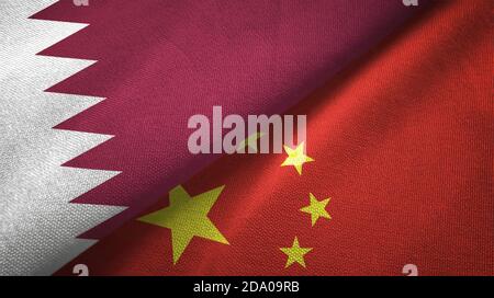 China and Qatar two flags textile cloth 3D rendering Stock Photo - Alamy