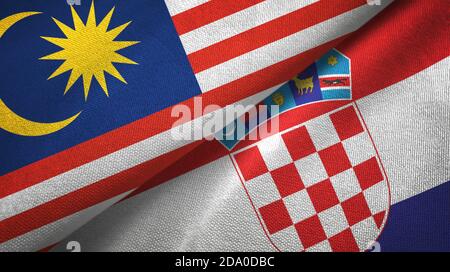 Croatia and Malaysia two flags textile cloth, fabric texture Stock ...