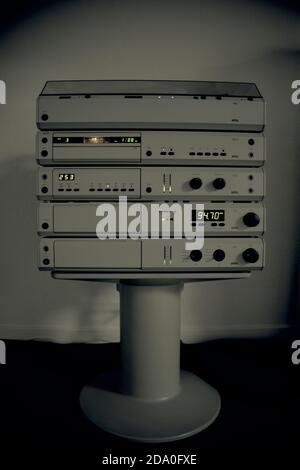 Braun Hi-Fi system in bright grey Stock Photo - Alamy