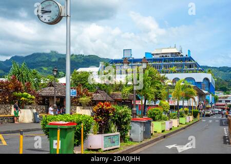 Overview of Papeete city. Tahiti, French Polynesia, Papeete's harbour ...