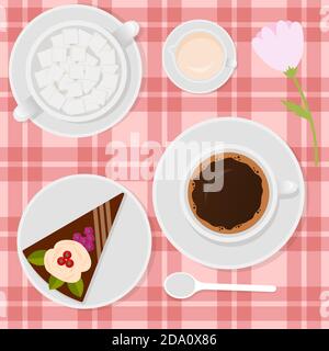 Coffee and cake cartoon vector illustration Stock Vector Image & Art ...
