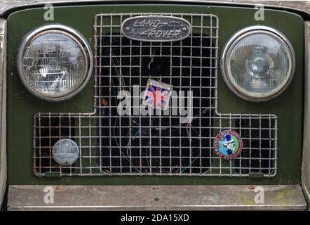 Land Rover Series 3 grille and badge, UK Stock Photo - Alamy