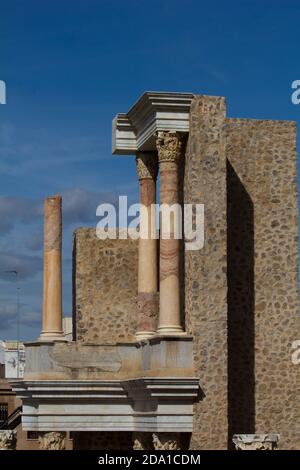 Roman theatre at Cartagena, Spain showing reconstructed dedication to ...