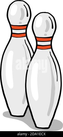 Bowling strike with ball and bowling pins on blue background realistic ...